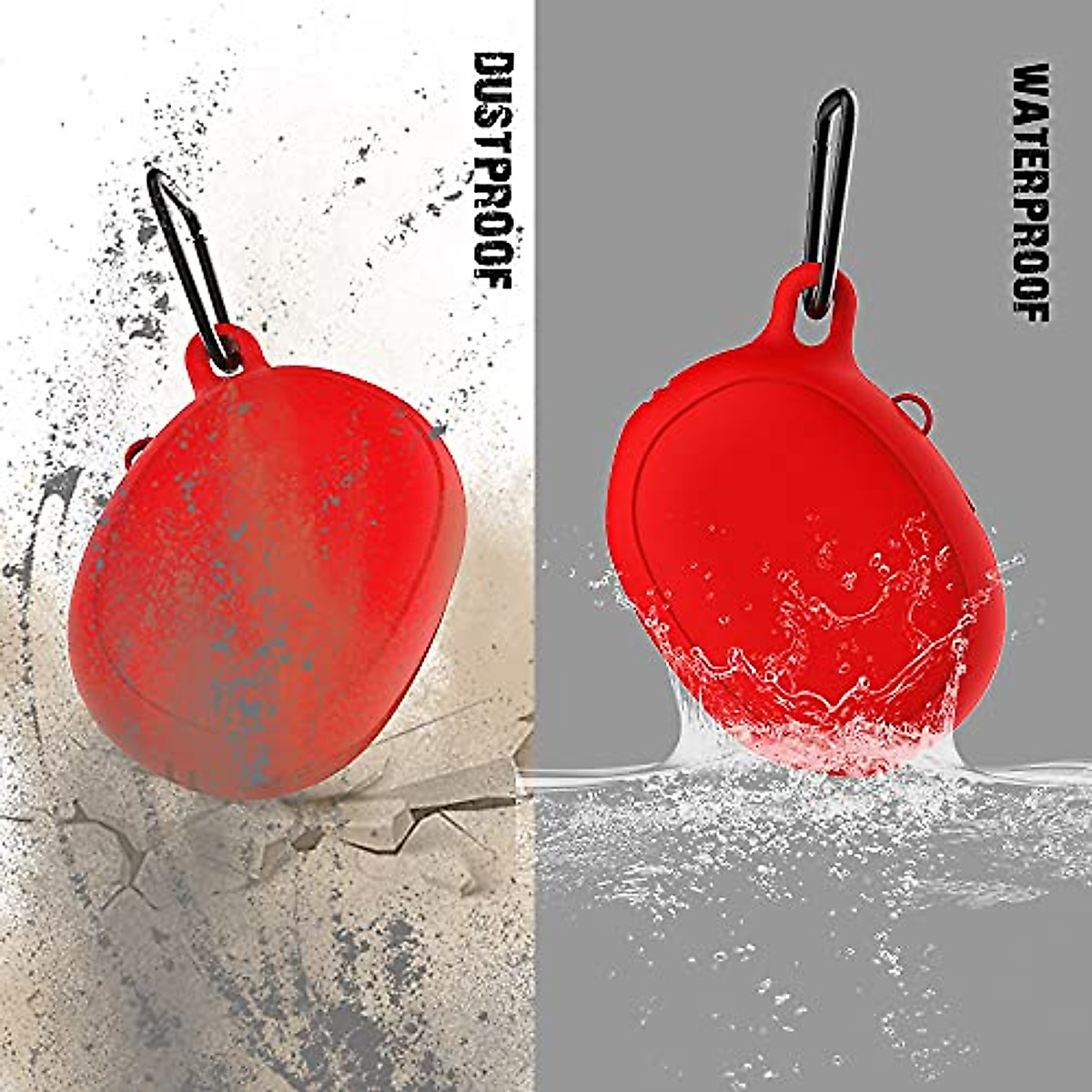 SCALZDK Apple Beats Studio Buds Folded Case Cover Anti-Lost Waterproof Case Headphone Cover Style 2021 New Wireless Earbuds Red Heavy Duty Silicone Protective Skin Sleeve with Hook Accessories (Red)