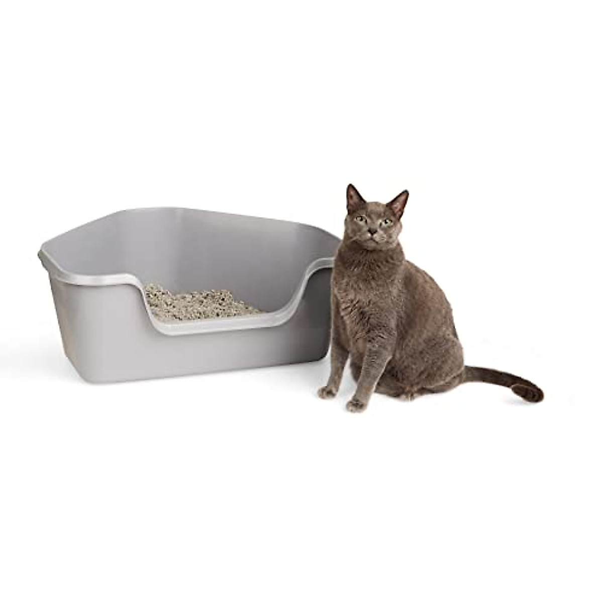 So Phresh High-Back Corner Grey Litter Box, 26.25" L x 21.5" W x 10" H
