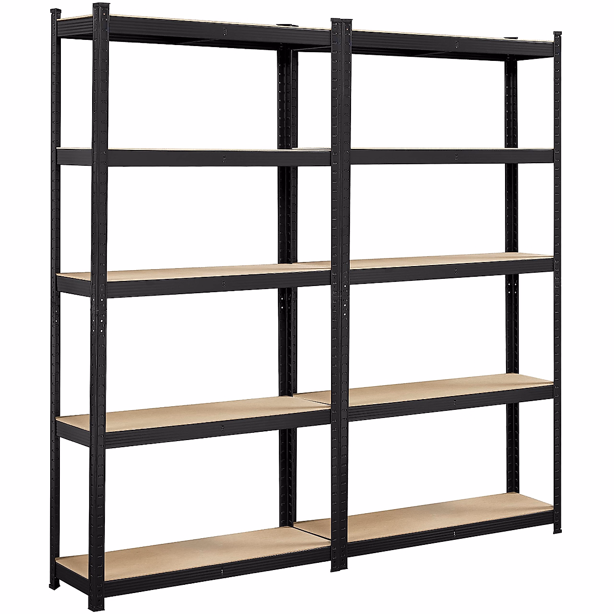 Topeakmart 2 PCS 5-Tier Utility Shelves, Metal Storage Shelves Garage Shelving Unit Adjustable Garage Storage Shelves Storage Racks Heavy Duty Shed Shelving- Black, 35.5 x 12 x 71 Inch