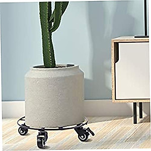 AIJUZIJIE Plant Caddy Wheel Planter Flower Pot Mover Iron Stand Trolley on Rollers Heavy Duty for Indoor Outdoor Garden 30cm Plant Caddy