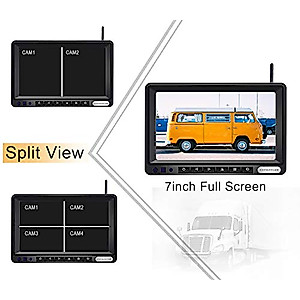 ZEROXCLUB Digital Wireless Backup Camera for RV/Truck/Trailer/Van/Bus, 7 Inch HD 1080P LCD Monitor and IP69 Waterproof Rear View Camera System,HDCVI Signal,Night Vision,Record(HW01-black)