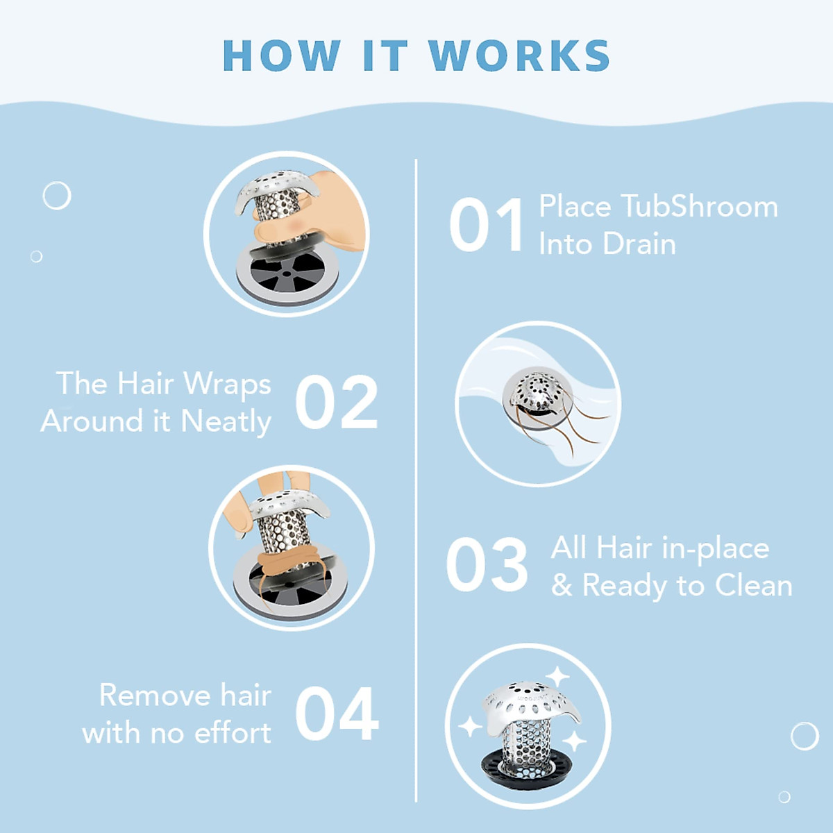 TubShroom Ultra Revolutionary Bath Tub Drain Protector Hair Catcher/Strainer/Snare, Stainless Steel, Stainless Combo