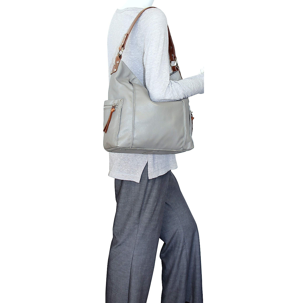 Alberta Leather Hobo (Stone)