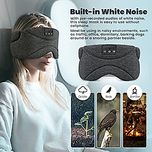 Flashmen Bluetooth Sleep Mask with White Noise Blackout Light Ice-Feeling Extra Soft Modal Lining Sleep Eye Mask Ultra-Thin Sleeping Headphones (Black)