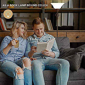 RAYINIGHT Floor Lamp for Living Room, 72" Modern Bedroom Standing Lamp with 8W LED Bulb, 3000K Eye Protection Torchiere Floor Lamp for Bedroom, Office, Living Room(Red Brown)