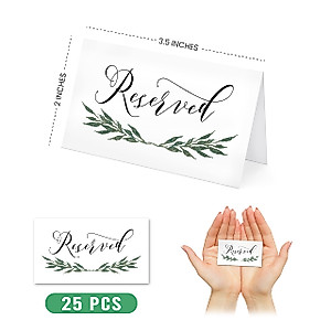25 Greenery VIP Reserved Sign Tent Place Cards For Table at Restaurant, Wedding Reception, Church, Business Office Board Meeting, Holiday Christmas Party, Printed Seating Reservation Accessories DIY
