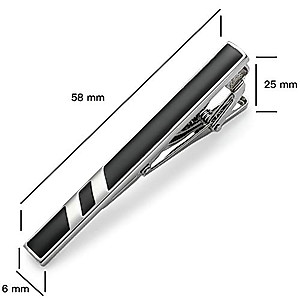 MOZETO Tie Clips for Men, Classic Style Silver Tie Bar Set for Regular Ties Luxury Box Gift Ideas