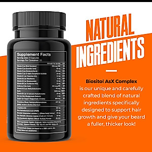 Wild Willies Beard Growth Vitamins Supplement Beard Growth Pills for Fuller & Thicker Beard, Formulated with Biositol Complex & 19 Hair Grooming Nutrients - 60 Capsules