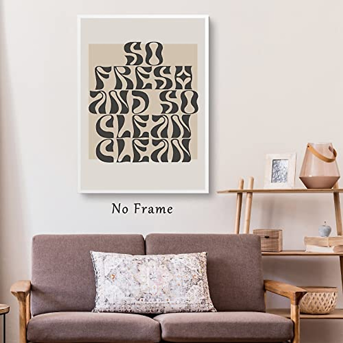 So Fresh and So Clean Clean Canvas Matisse Prints Modern Typography Wall Art Abstract Wall Art Prints Boho Paintings Black and Brown Abstract Wall Art Neutral Contemporary Wall Art 16x24inch Frameless