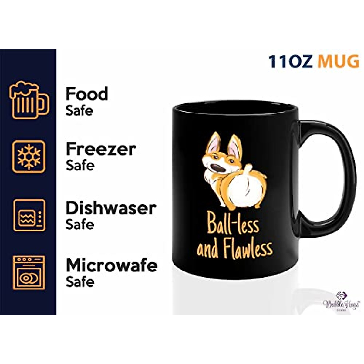 Bubble Hugs Veterinarian Coffee Mug 11oz Black - Ball Less and Flawless - Med Tech Animal Lover Pet Veterinary Groom Dog Cat Doctor