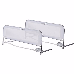 Dream On Me Adjustable Mesh Bed Rail in White, Two Height Levels, Breathable & Durable Fabric, Lightweight and Portable Bed Rail for Toddlers