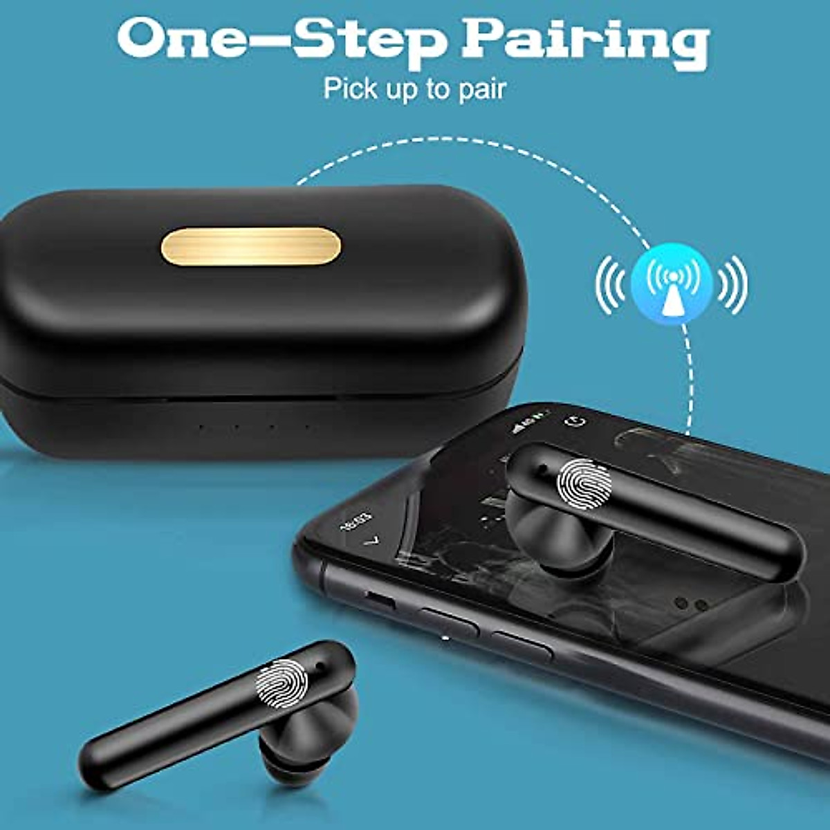 pstuiky Bluetooth 5.0 Wireless Earbuds with Charging Case Stereo Headphones Low Power Noise Reduction,Built in Mic Headset Premium Sound with Deep Bass for Sport Work 2023