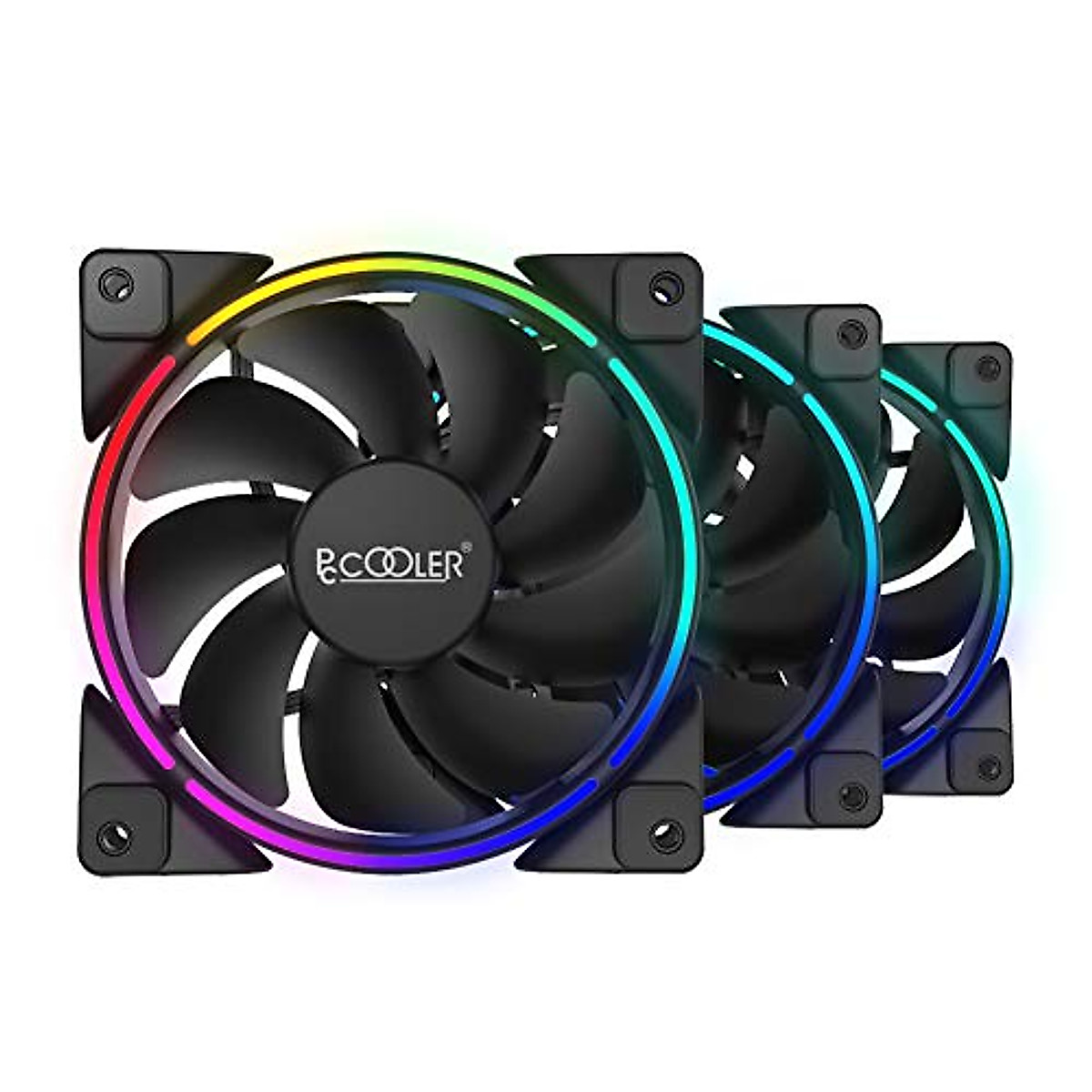 PCCOOLER 120mm Case Fan 3 Pack Computer Case Fans PWM Cooling PC Fans,Dual Light Loop Quiet Fan/Multiple Light Modes with Controller for PC Cases