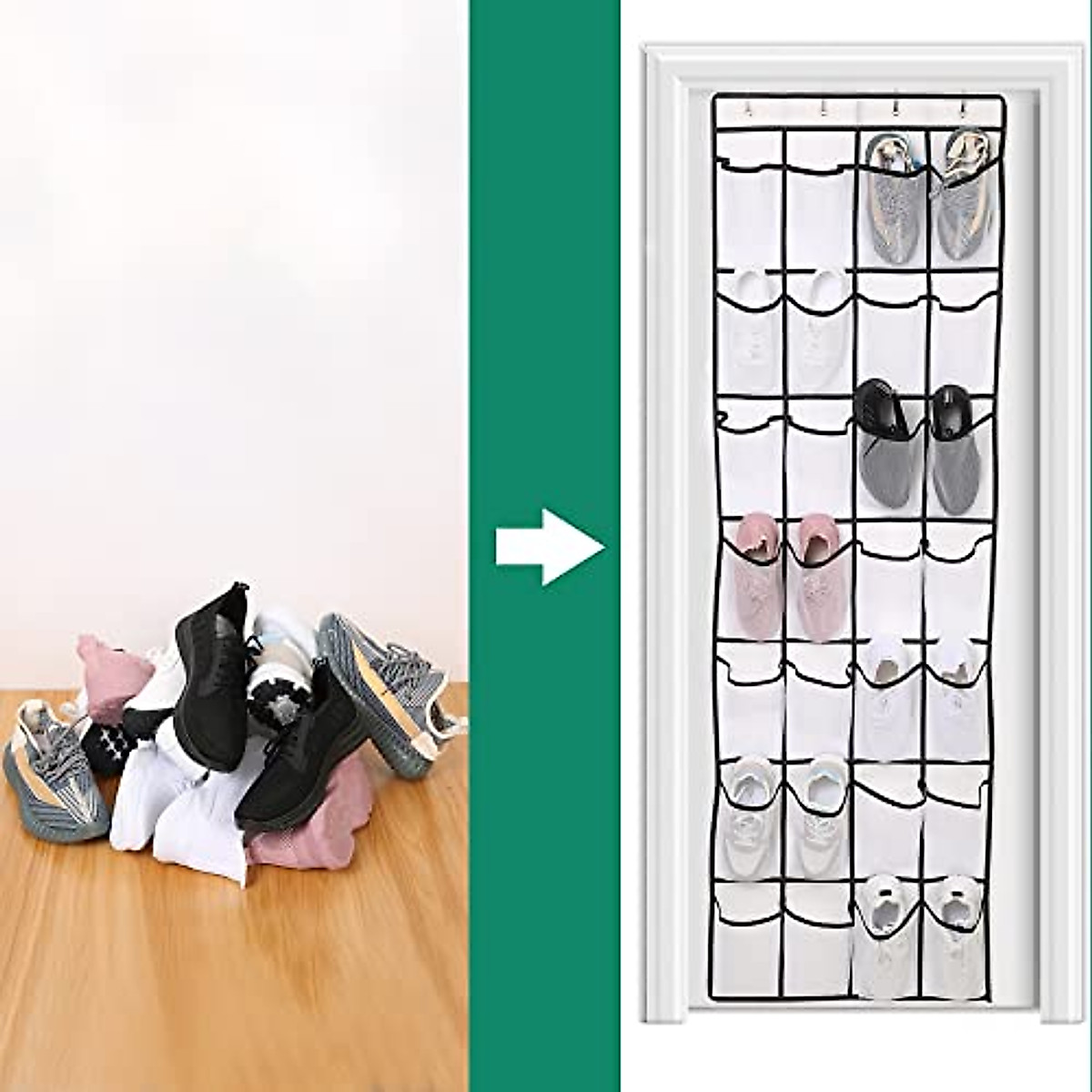 Uzifa Over The Door Hanging Organizer- 28 Mesh Pockets Large Hanging Rack Holder for Closet Doors, Shoes, Sneakers & Home Accessories