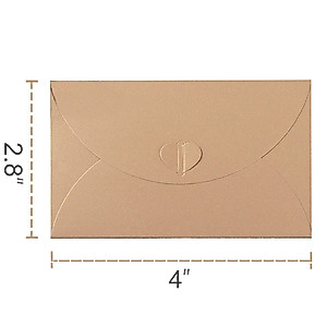 HANSGO Thank you Envelopes, 100PCS 4 x 2.8 inch Mother's Day Cards Greeting Cards Small Gift Card Holders with Heart Shaped Clasp，Mini Envelopes for Note Cards, Business Card, Wedding，Graduation