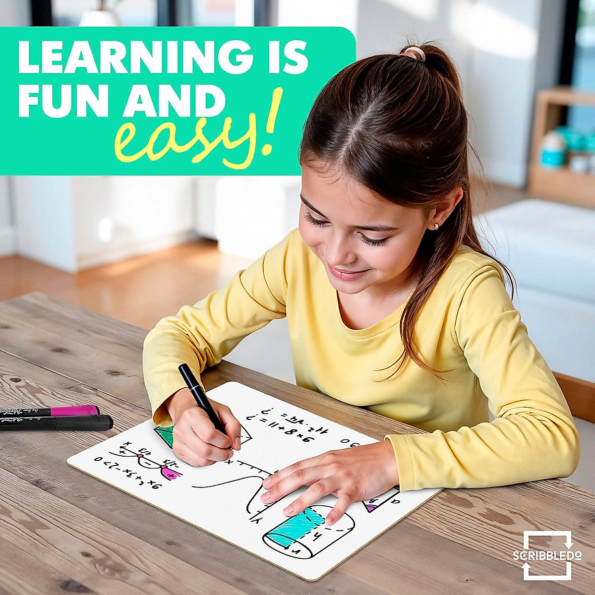 Set of 24 Small White Board Dry Erase Boards Classroom Pack Mini White Boards 9"x12” Double Sided Personal Whiteboards for Students Teachers School Supplies Lapboards l 24 Mini Whiteboard Erasers Incl