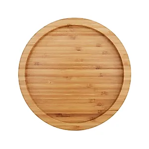 Fasmov 10 Inches Diameter Bamboo Lazy Susan Turntable, Spin Thicken Round Wood Tray Rotating Spice Rack for Kitchen Pantry Countertop Table