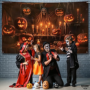 KatchOn, XtraLarge Spooky Halloween Backdrop - 72x44 Inch | Halloween Pumpkin Banner for Pumpkin Halloween Decorations | Halloween Photo Backdrop | Halloween Banner for Halloween Party Decorations