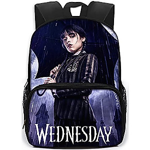 Wednesday Addams Backpack Nevermore Hot Topic 2022 Addams family Backpack Wednesday Bag Nevermore (Black 5, One Size)