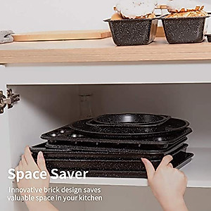 Fit Choice 10-Piece Nonstick Baking Set With Baking Pan, Cookie Sheet Set, Cake /Muffin Pan, and Pizza Pan, 10-Piece Set Bakeware Sets (Ceramic Coated Black)