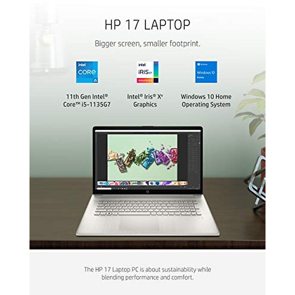HP 17 Laptop PC, 11th Gen Intel Core i5-1135G7, 8 GB RAM, 512 GB SSD Storage, 17.3-inch Full HD IPS Display, Windows 10 Home, Anti-Glare Screen, Long Battery Life, Web-cam & Mics (17-cn0020nr, 2021)