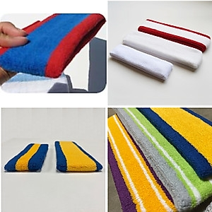 Couver Premium Quality 2 Color Thick Large Wide Headband pro Basketball - White/Sky Blue/White[1 Piece]