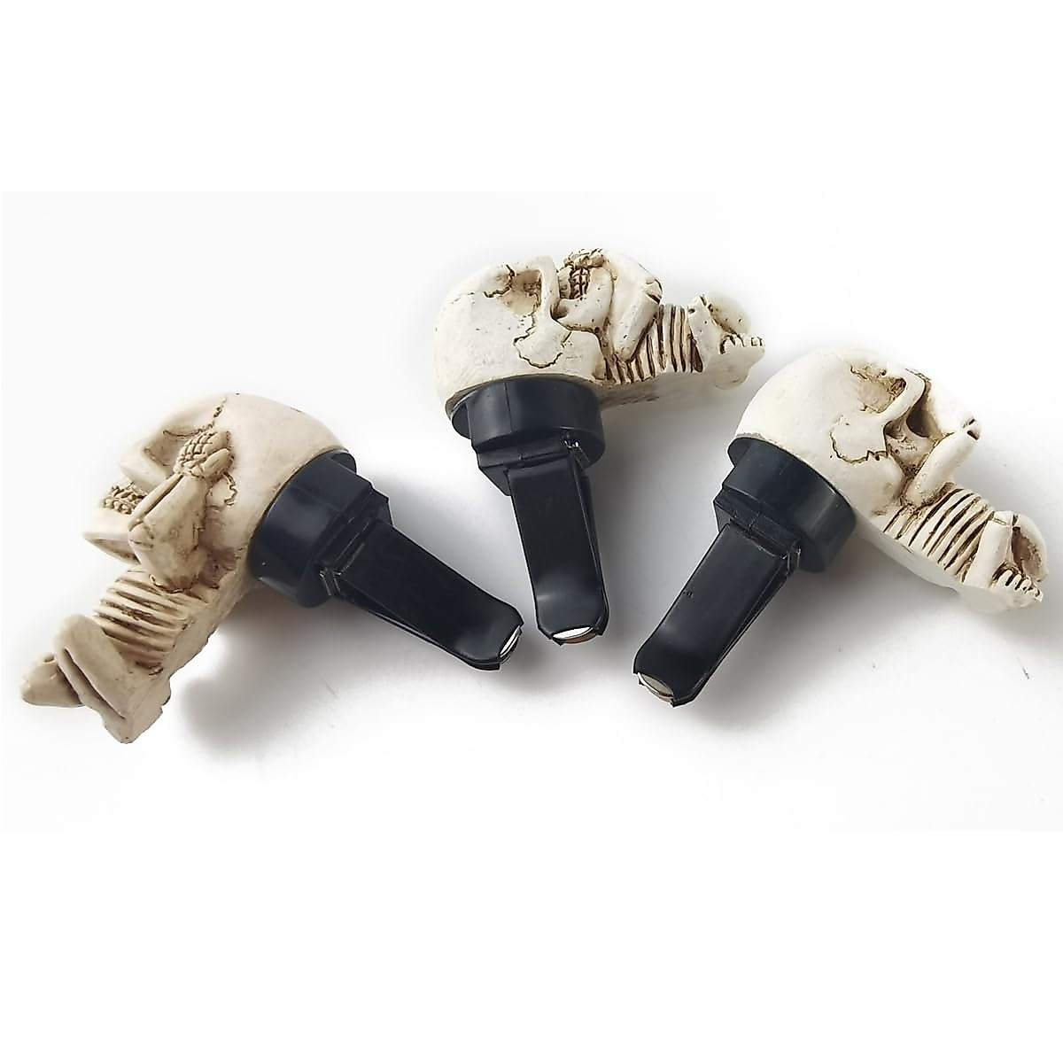 TIHOOD 3PCS Cute Skull Car Vent Clips Cool Car Aromatic Vent Clip Auto Interior Air Vent Skull Decor Outlet Freshener Car Charm Car Vent Accessories for Car Air Conditioner Office Home Halloween Decor