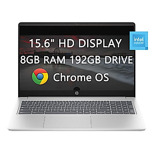 HP Chromebook 15.6-inch HD Laptop for College Student & Business, Intel Processor N200, 8GB RAM 192GB(64GB SSD+128GB Card), Webcam, Bluetooth, USB-C, Wi-Fi, Fast Charge, Chrome OS, LIONEYE Bundle