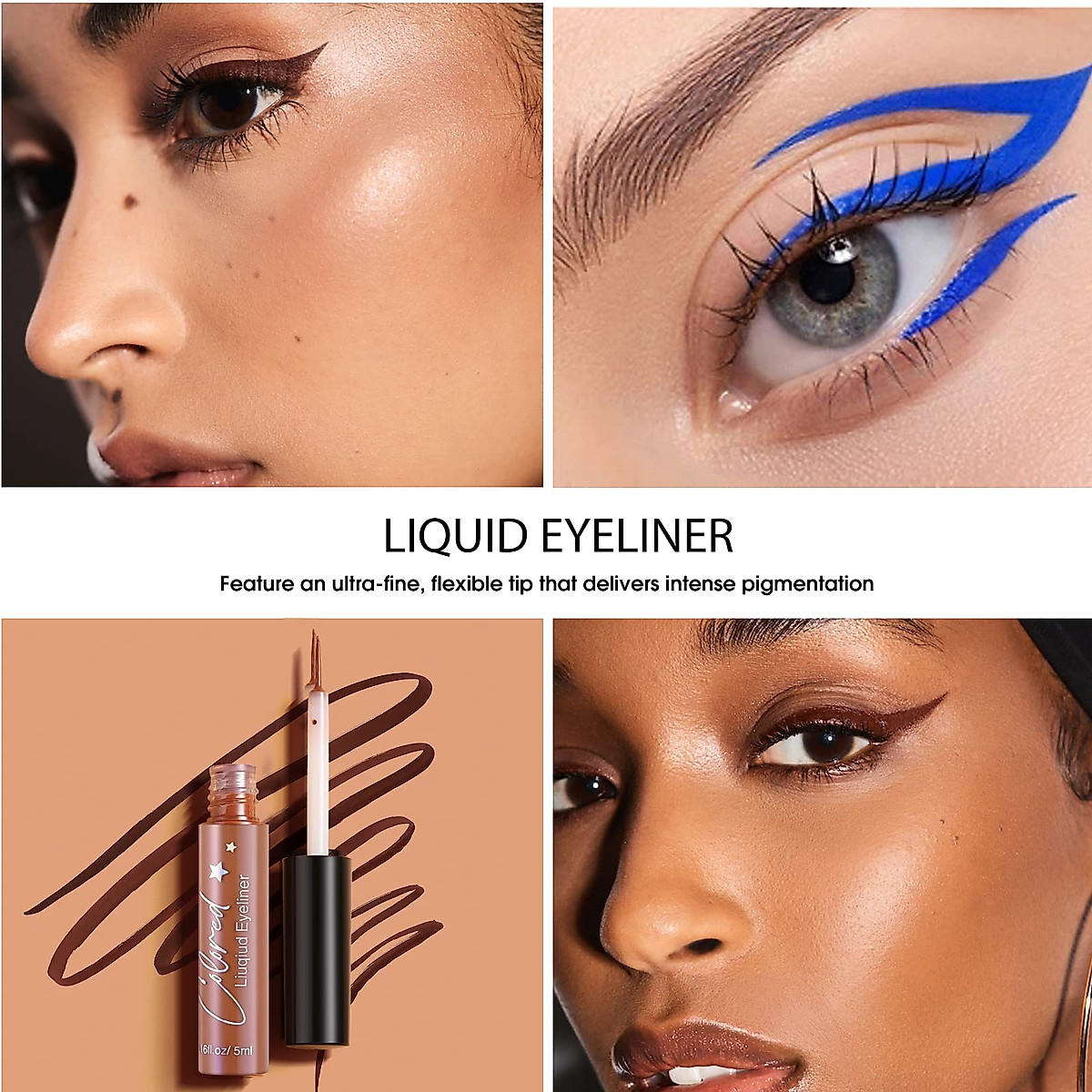 BestLand 10 Colors Liquid Matte Eyeliner White Black Blue Brown Colored Liner Waterproof Bright Colorful Rainbow Eyeliner Pencil Quick Dry Eyes Makeup Kit (Matte Eyeliner)