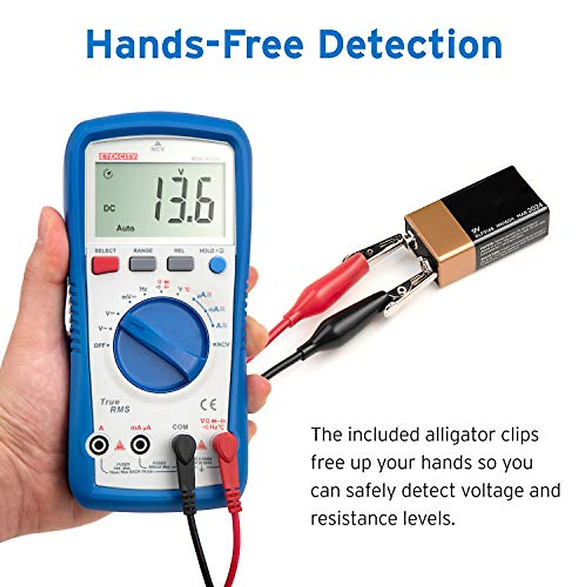 Etekcity Professional Digital Multimeter Voltmeter A1000, AC/DC Voltage Tester, TRMS 6000 Counts, Current, Resistance, Frequency, Continuity, Capacitance, Diode, Temperature, NCV