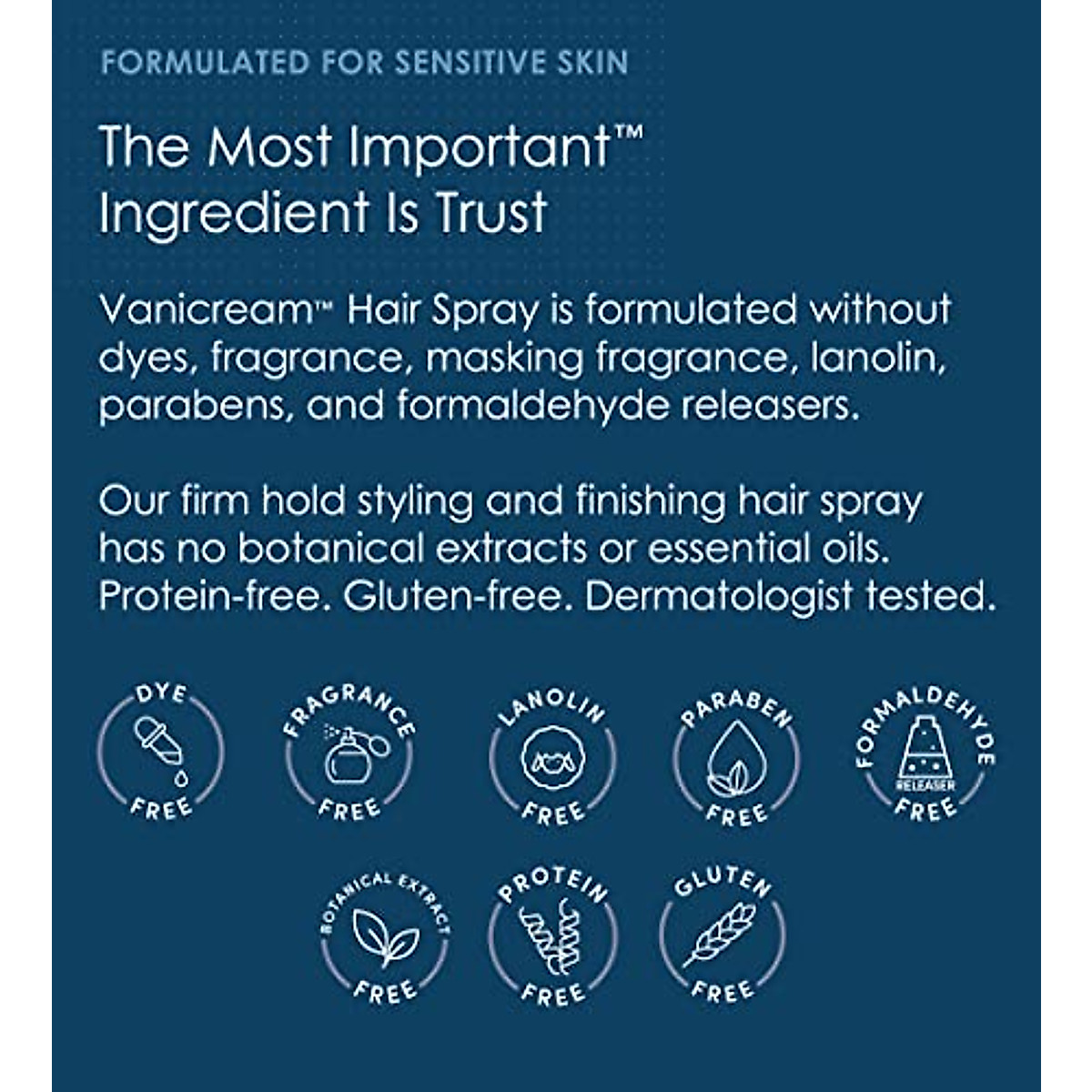 Vanicream Firm Hold Hairspray, Fragrance and Gluten Free, For Sensitive Skin, 8 Ounce, Packaging May Vary