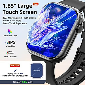 Smart Watch (Answer/Make Calls), 2023 Newest 1.85 Inch Fitness Tracker, Heart Rate/Sleep Monitor/Pedometer/Calories, Multiple Sports Modes, Waterproof Women's Men's Fitness Watch for Android iPhone