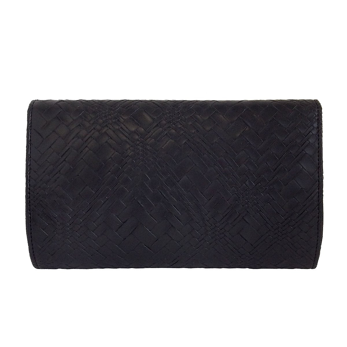 JNB Weaved Pattern Faux Leather Clutch, Black