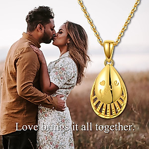 SISGEM 18K Yellow Gold Shiny Love Necklace for Women, 5MM Thick Gold Love Teardrop Shape Pendant Jewelry Anniversary Mother's Day Gift for Wife, Mom 18inch