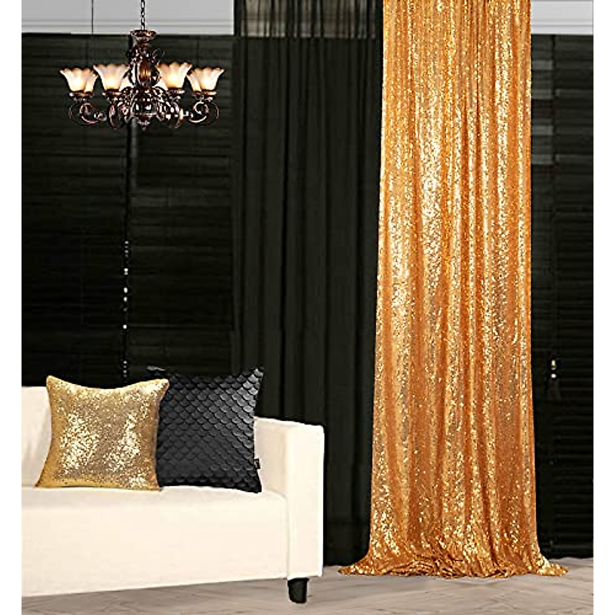 Sequin Curtains Backdrop Gold 2FTx8FT 1PC Sequin Photo Backdrop Shimmer Curtains for Backdrop 2FTx8FT Gold Curtain 1 Panel