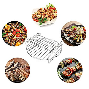 Air Fryer Rack Air Fryer Accessories 8'' Set of 3 Multipurpose Double Layer Rack with Skewer Round Cooking Rack Toast Rack Compatible with XL Air Fryer