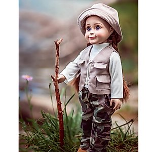 The Queen's Treasures 18 Inch Doll Clothes & Accessories, 4 Pc Fishing Outfit with Pants, Hat, Vest & Shirt, Compatible for Use with American Girl Dolls, Doll NOT Included