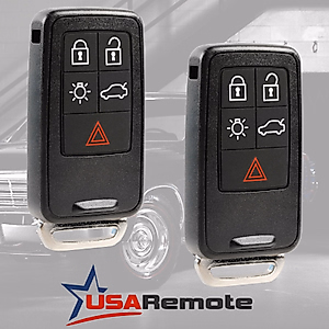 Car Key Fob Keyless Entry Smart Remote fits Volvo S60 S80 V60 V70 XC60 XC70 (KR55WK49264), Set of 2