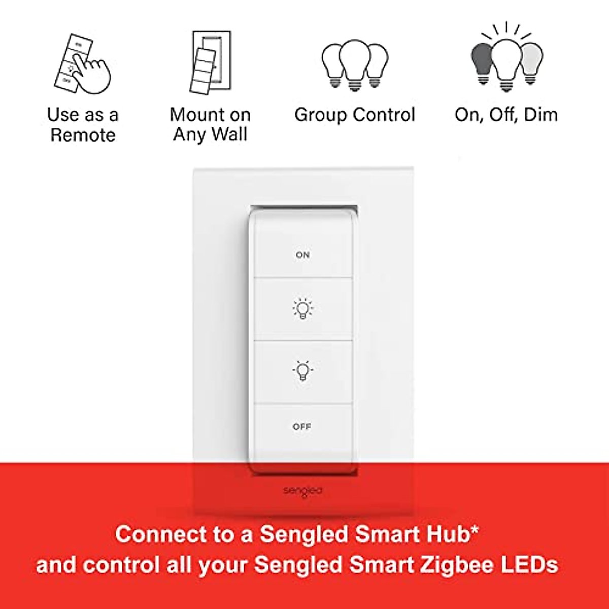 Sengled (E39-G8C) Light Compatible with Alexa, Google, SmartThings, HomeKit and Siri, Smart Hub Required Zigbee Switch Remote Control Bulbs ON/Off/Level Brightness, Dimmable, 1 Pack, White