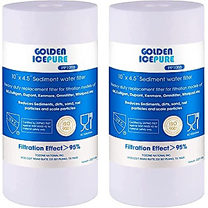 GOLDEN ICEPURE 5 Micron 4.5" x 10" Whole House Sediment Water Filter Compatible for GE GXWH30C GXWH35F, Plumber W10-PR, Culligan RFC-BBSA, W15-PR, Culligan HD-950, WFHD13001B 2PACK