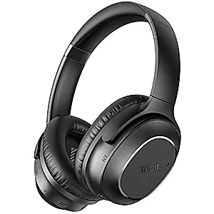 Tribit 32dB Active Noise Cancelling Headphones, Qualcomm QCC3003 Chip Wireless Headphones with CVC8.0 Mic, Over-Ear Bluetooth Headphones, HiFi Sound, Deep Bass for Travel, Office, Connect to 2 Devices