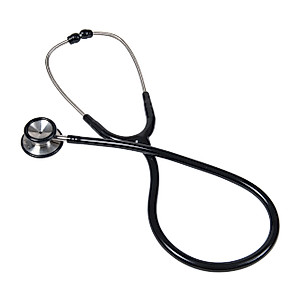 MABIS Stethoscope, Adult with Infant Bell, Diaphragm, Stainless Steel Chest piece, Dual Binaural and 22 Inch Tubing with 2 Extra sets of Ear tips, Black