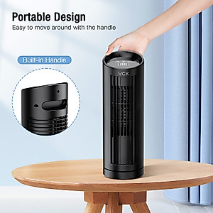 VCK Personal Table Fan, Tower Fan Oscillating Fan, LED Display with Touch, 13'' Remoter Small Desk Fan, Standing Fans, Bladeless Fan, 3 Speeds, 12h Timer, 4 Modes for Home Office Desktop Bedroom