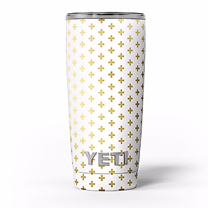 Design Skinz The Gold Mirco Cross Pattern - Skin Decal Vinyl Wrap Kit Compatible with The Yeti Rambler Cooler Tumbler Cups