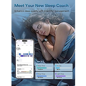 Quican Smart Watch for Men Women, iPhone Android Compatible Fitness Watch, Activity Tracker with Heart Rate, Sleep Monitor, Step Calorie Counter, Bluetooth Watch Support 100+ Sports, IP68 Waterproof