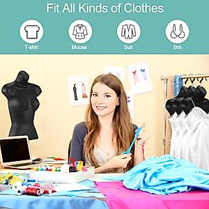 Kigley 2 Pcs Male and Female Mannequin Torso with Stand Black Dress Form Mannequin Hollow Back Body Torso Set Half Body T Shirt Display for Craft Show Counter Top Photo Design, S-Medium Clothes Size