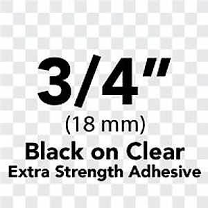 Brother 3/4" (18mm) Black Print on Clear Extra Strength Adhesive P-touch Tape for Brother PT-1890, PT1890 Label Maker