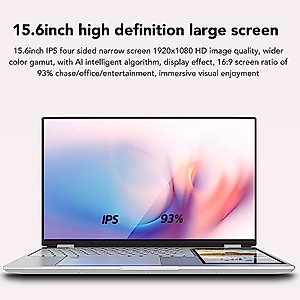 Zunate Win11 Double Screen Laptop, 15.6in IPS HD Display, 7in Handwriting Display, Quad Core Processor, 16GB RAM, Dual Band WiFi,1.9MP Webcam, Bluetooth, 180° Opening HD Laptop (16GB+256GB US Plug)