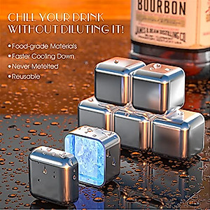 Whiskey Gifts for Men Dad, Whiskey Set with Leather Box, 6 Whiskey Stones, 10 OZ Whiskey Glass, Whiskey Stones Gift Set for Men, Husband, Boyfriend, Birthday, Anniversary, Father's Day or Christmas