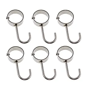 Ulifestar Stainless Steel Kitchen Hanger Hooks,Heavy Duty Rod Tube Rail Hanger Hooks for Hanging Pots and Pans,Towels,Oven Mitts,Fits for 25mm/1" Dia Rod,6 Pack (25mm Diameter)